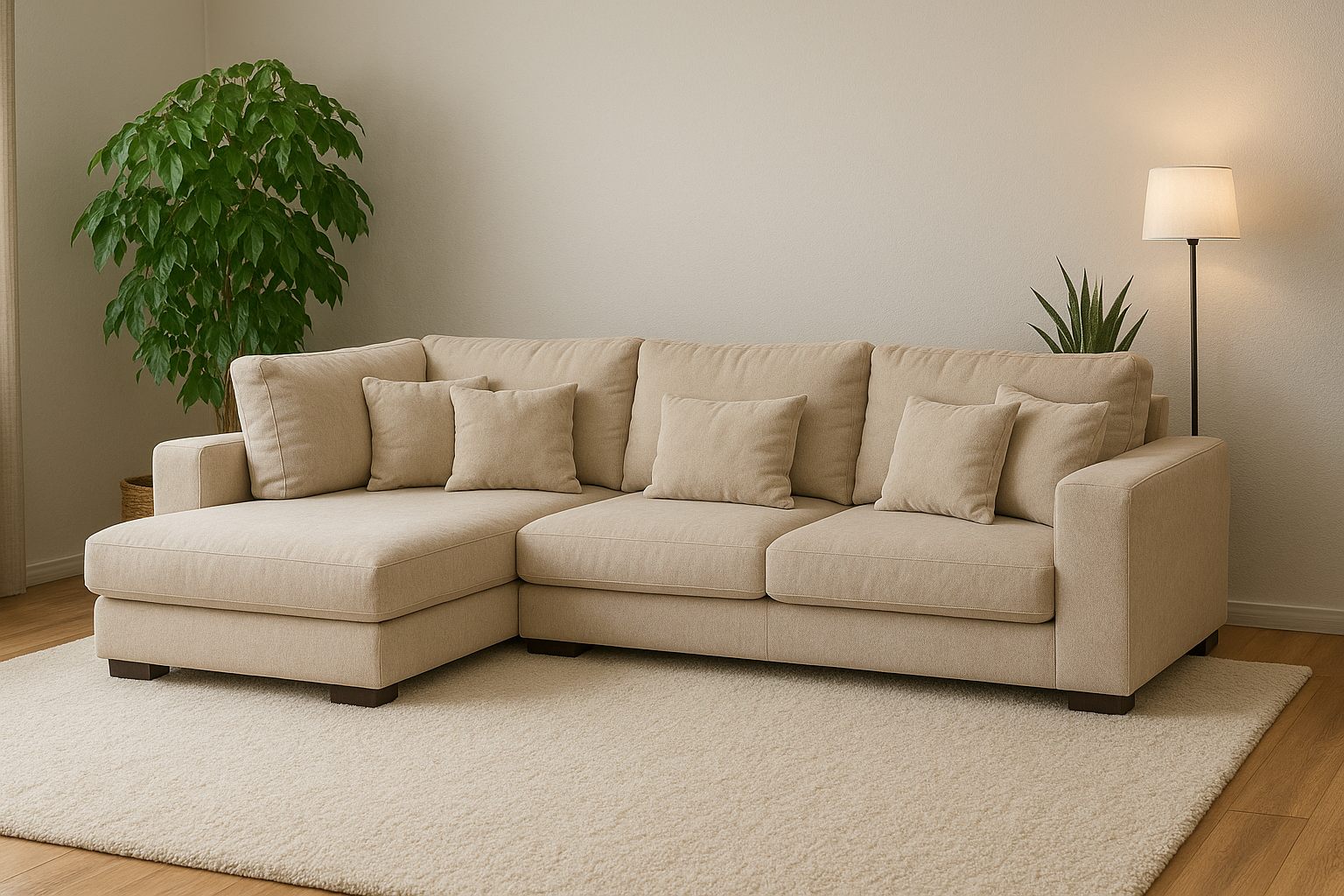 MLM - Canapé d'angle Tine L - Beige clair - Gauche - 200 x 310 cm ...